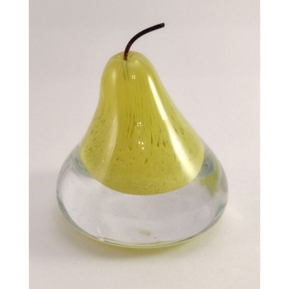 Unmarked | Art | Pear Shaped Hand Blown Art Glass Paperweight Green ...